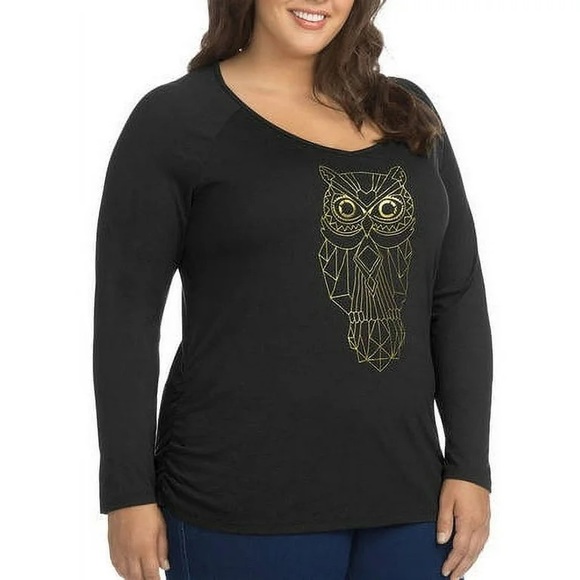 Just My Size | Tops | Jms Black Long Sleeve Shirt With Gold Sparkling ...